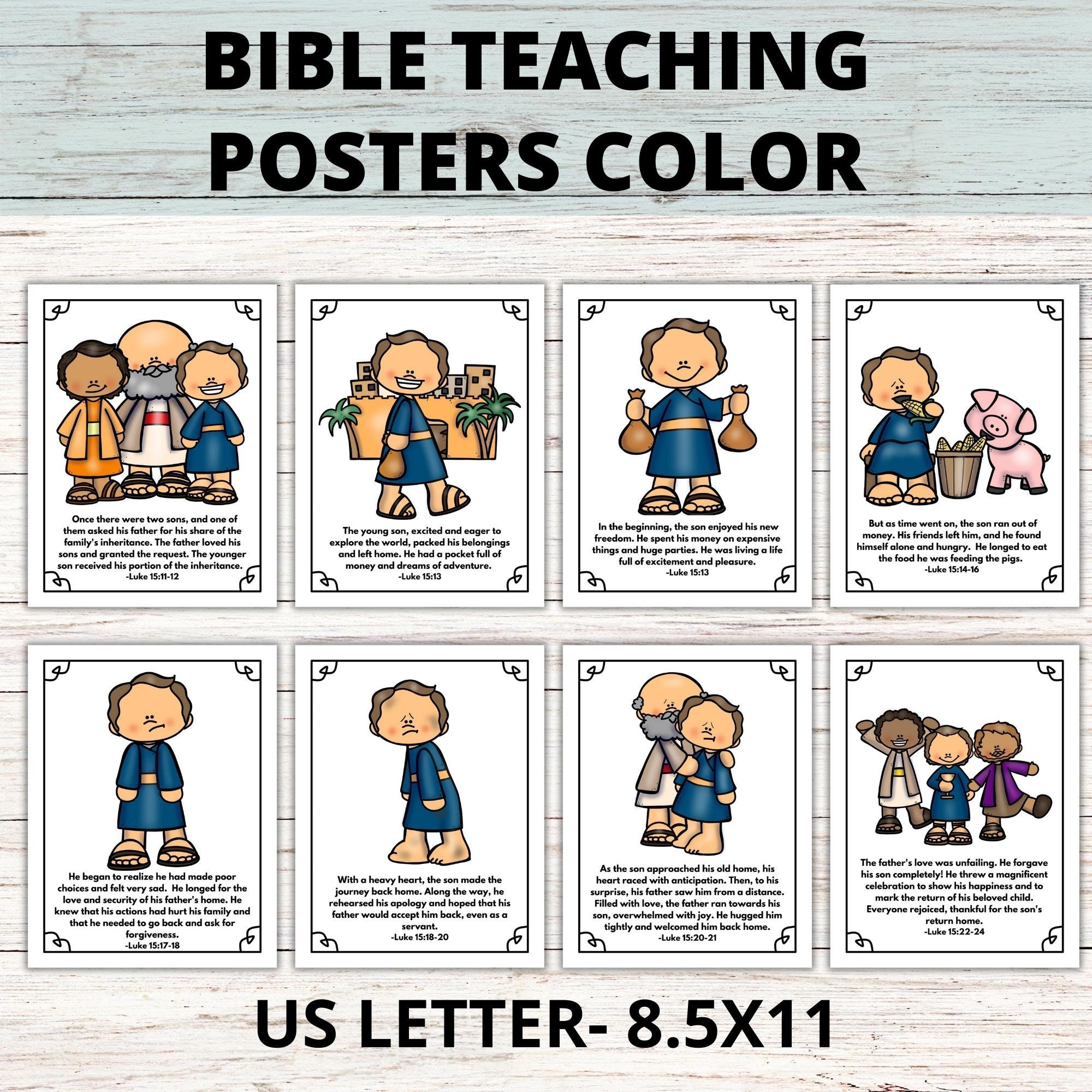 The Prodigal Son Bible Lesson Teaching Posters and Bible Wheel, Sunday ...