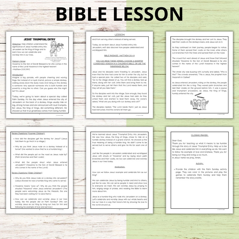 Palm Sunday Bible Lesson and Story Wheel Craft Bundle, Triumphal Entry ...