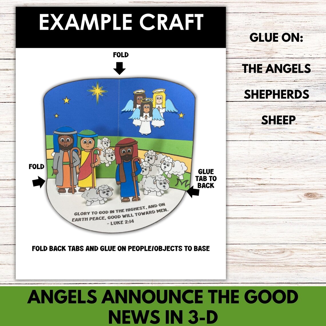 Angels Announce the Good News Bible Craft Activity, Luke 2 Shepherds ...