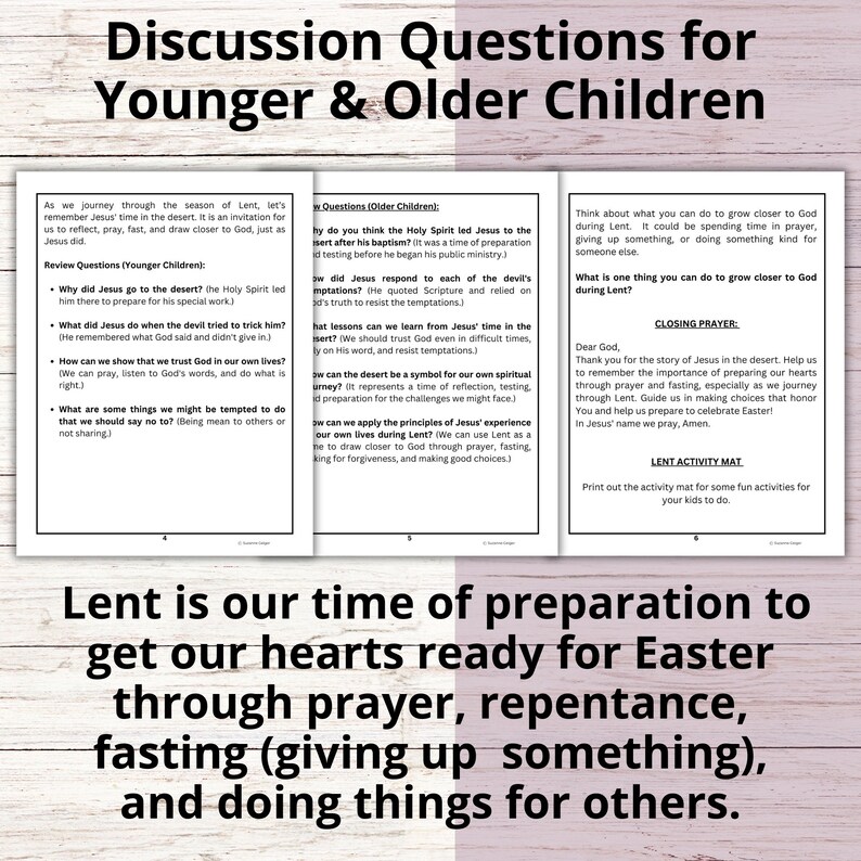 Lent Bible Lesson, Lent Preparation Lesson for Kids, Jesus 40 Days in ...