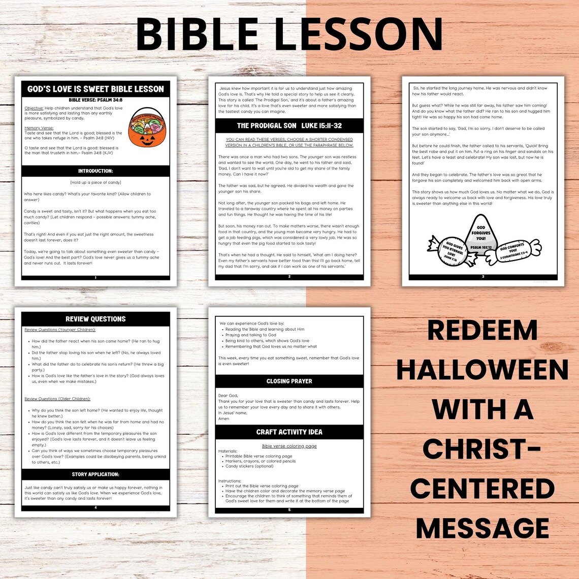 Christian Halloween Bible Lesson Activity, Sunday School Children's ...
