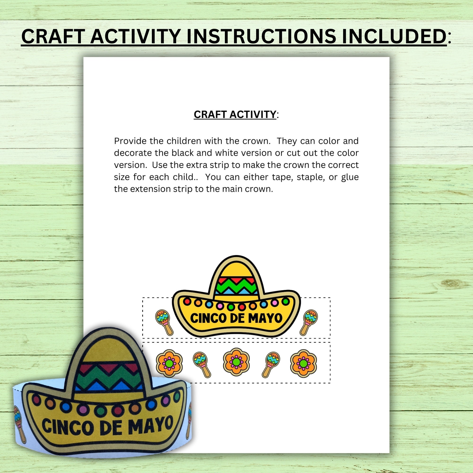 Cinco De Mayo Crown Craft Activity Printable, Celebrate Cinco De Mayo ...