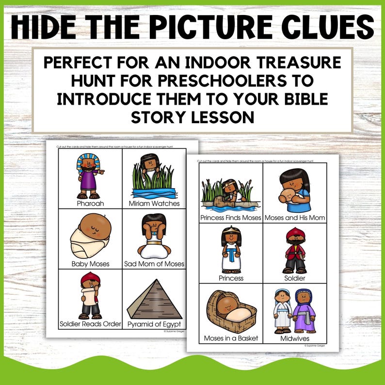 Birth of Moses Bible Lesson Scavenger Hunt Activity Prek, Sunday School ...