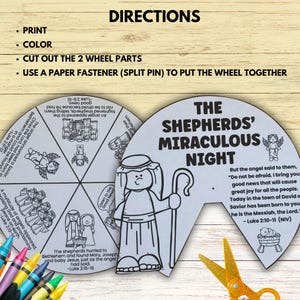 Christmas Shepherds Nativity Bible Wheel Craft, Nativity Bible Coloring ...