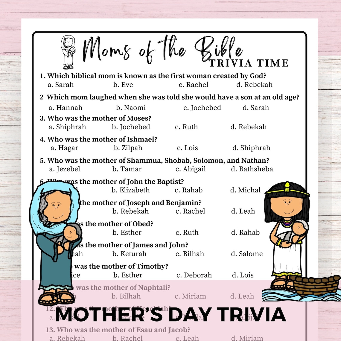 Mothers Day Mothers of the Bible Trivia for Church and Bible Study ...