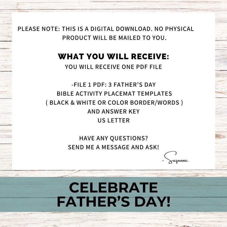 Fathers Day Bible Activity Coloring Placemat, Fathers Day Church Games ...