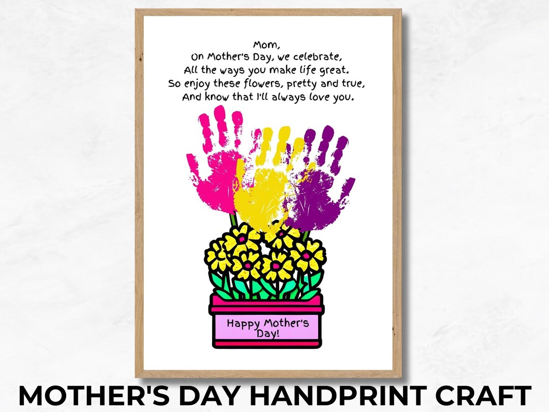 Handprint Flower Craft for Mom, Handprint Flower Mothers Day Activity ...