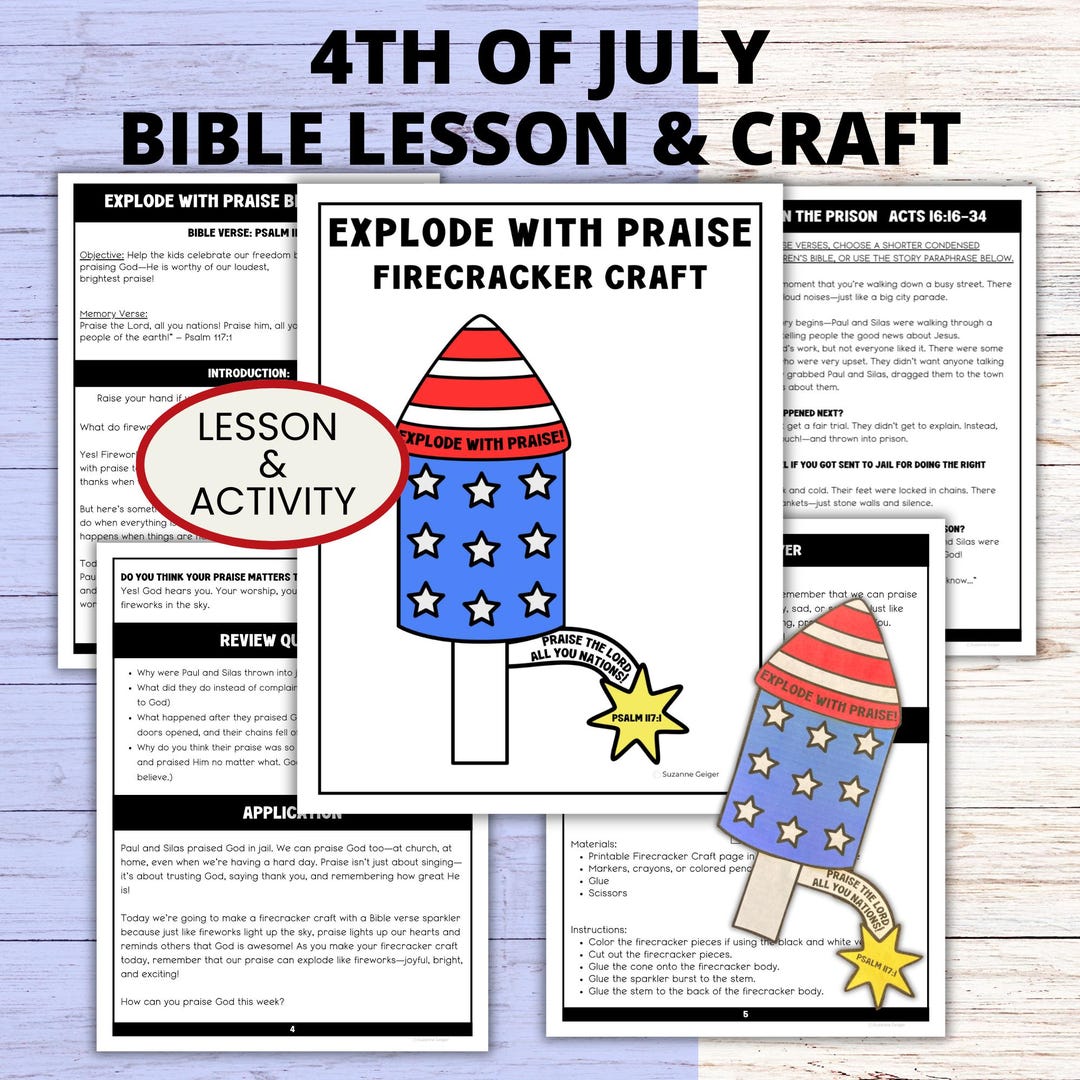 July 4th Sunday School Bible Lesson and Craft Printable, Independence ...