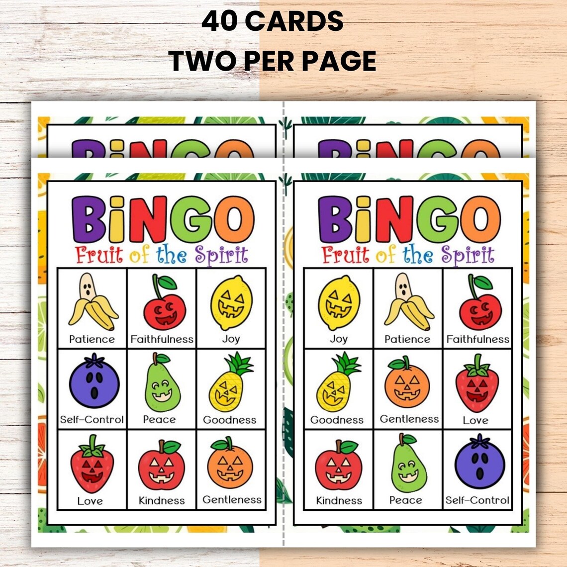 Fruit of the Spirit Bible Bingo Printable Game for Preschool Sunday ...