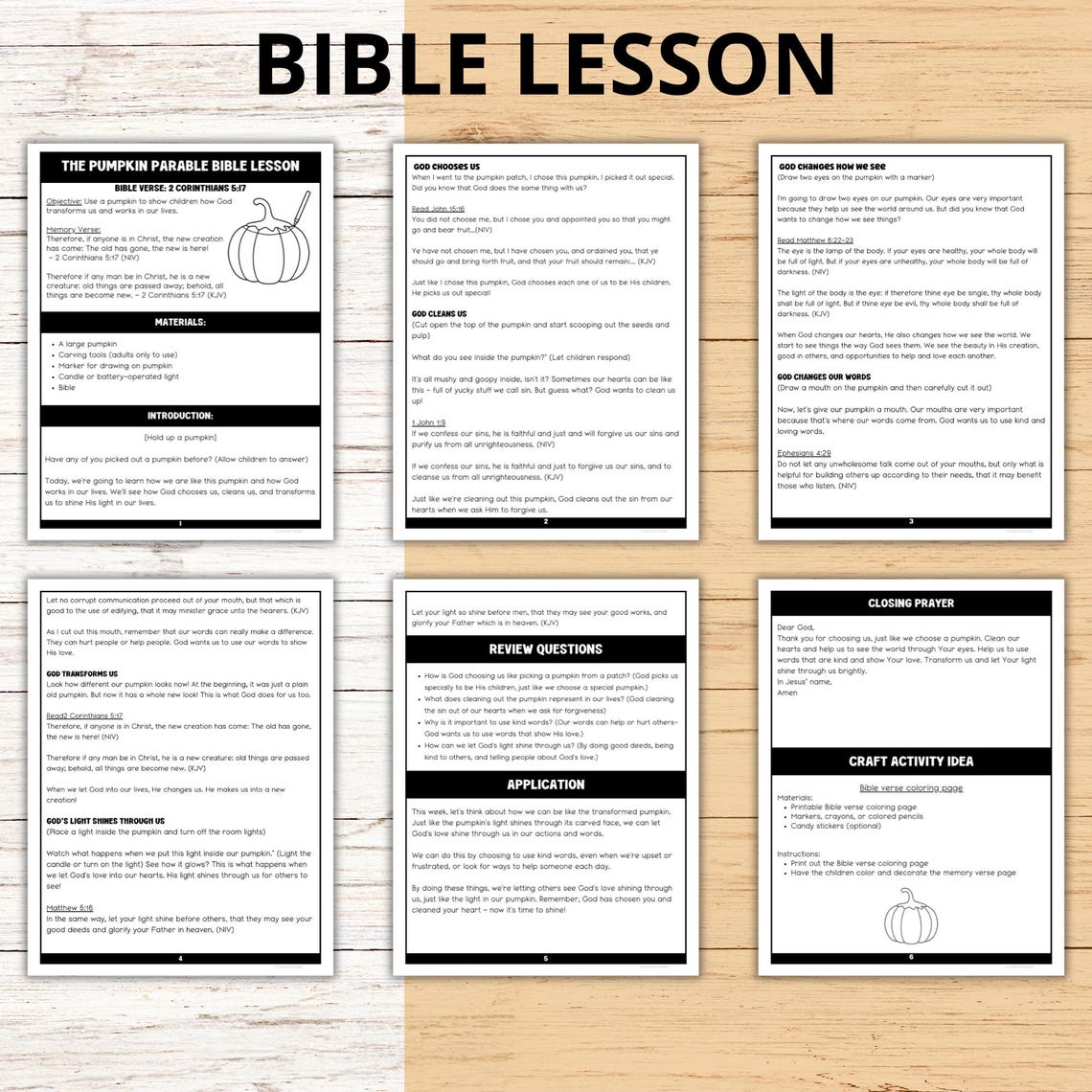 Christian Halloween Pumpkin Parable Bible Lesson and Wheel Craft ...