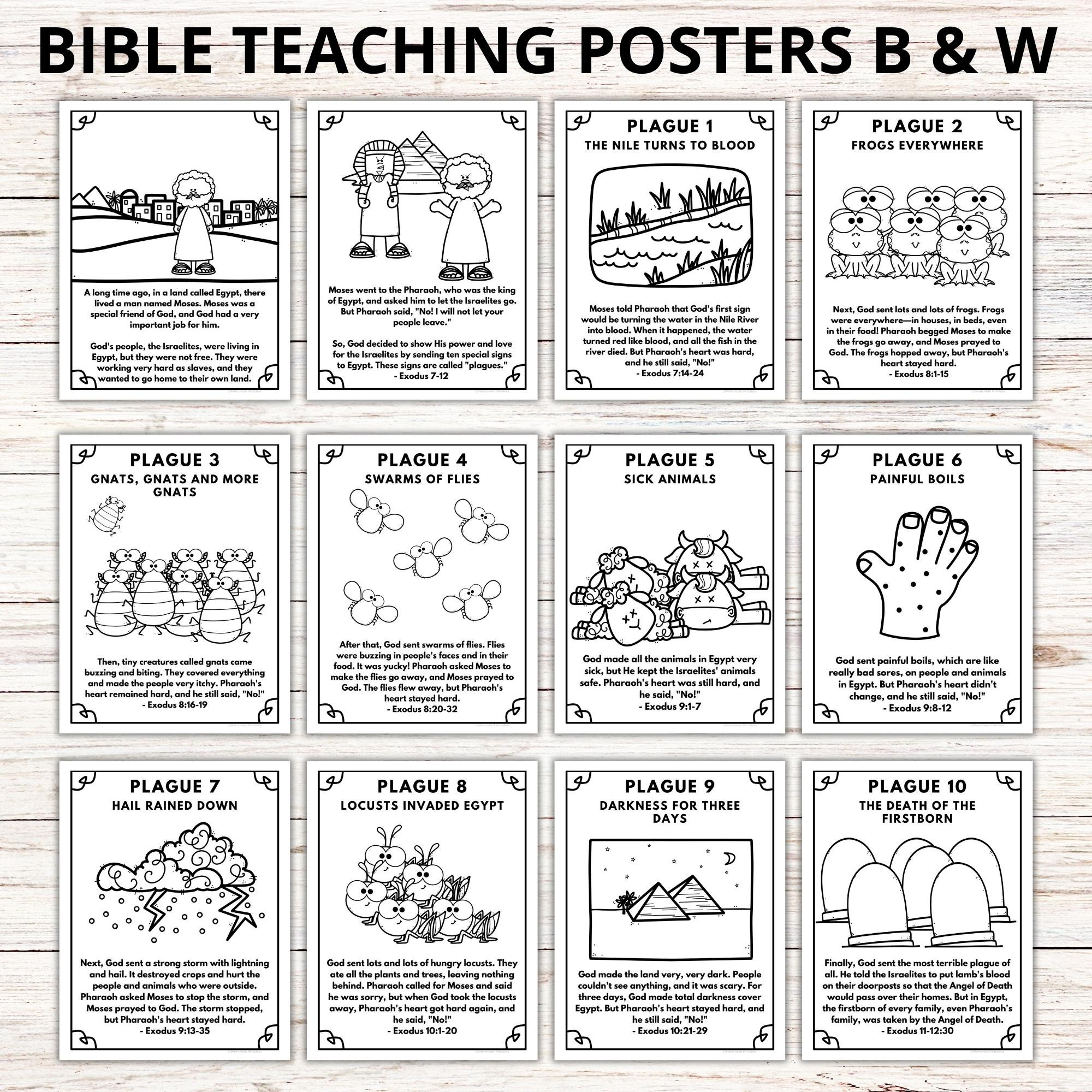 Ten Plagues of Egypt Bible Story Teaching Posters, Sunday School Lesson ...