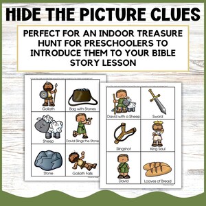 David and Goliath Bible Lesson Scavenger Hunt Activity Prek, Sunday ...