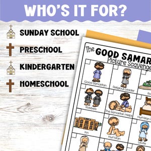 The Good Samaritan Bible Lesson Scavenger Hunt Activity Prek, Sunday ...