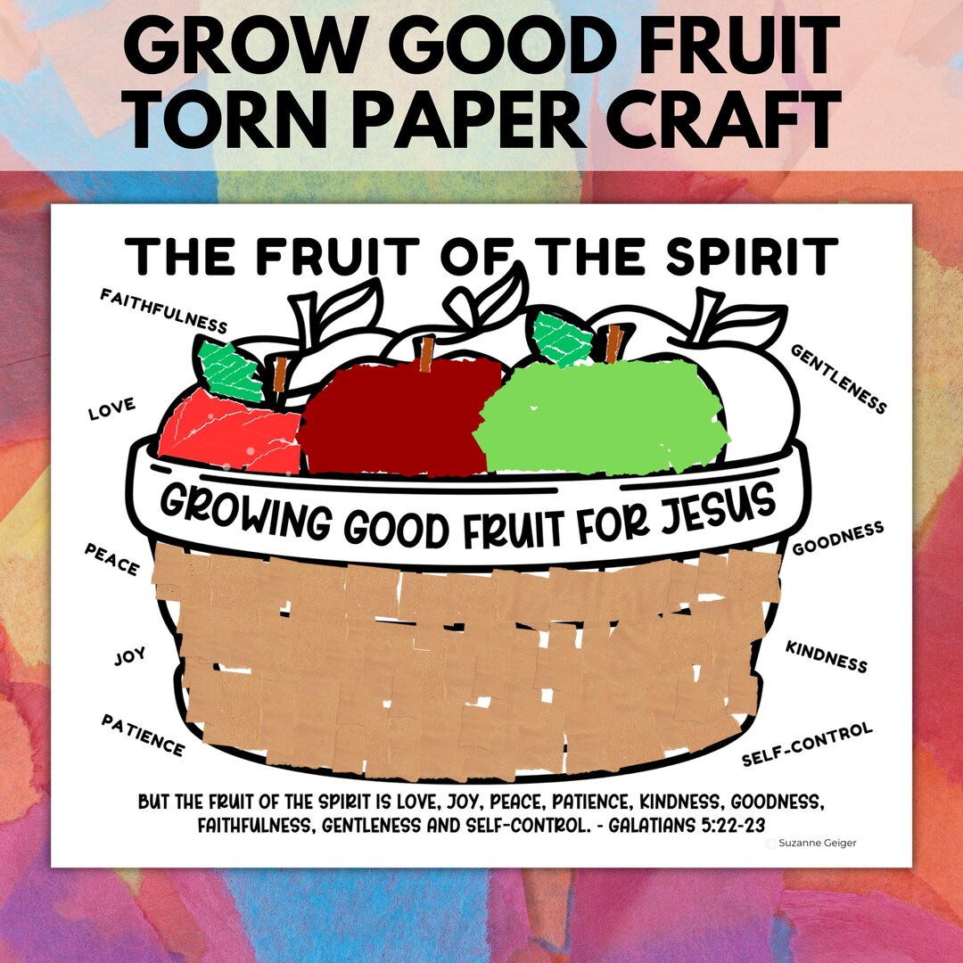 Fruit of the Spirit Torn Paper Bible Craft, Galatians 5:22-23 Sunday ...