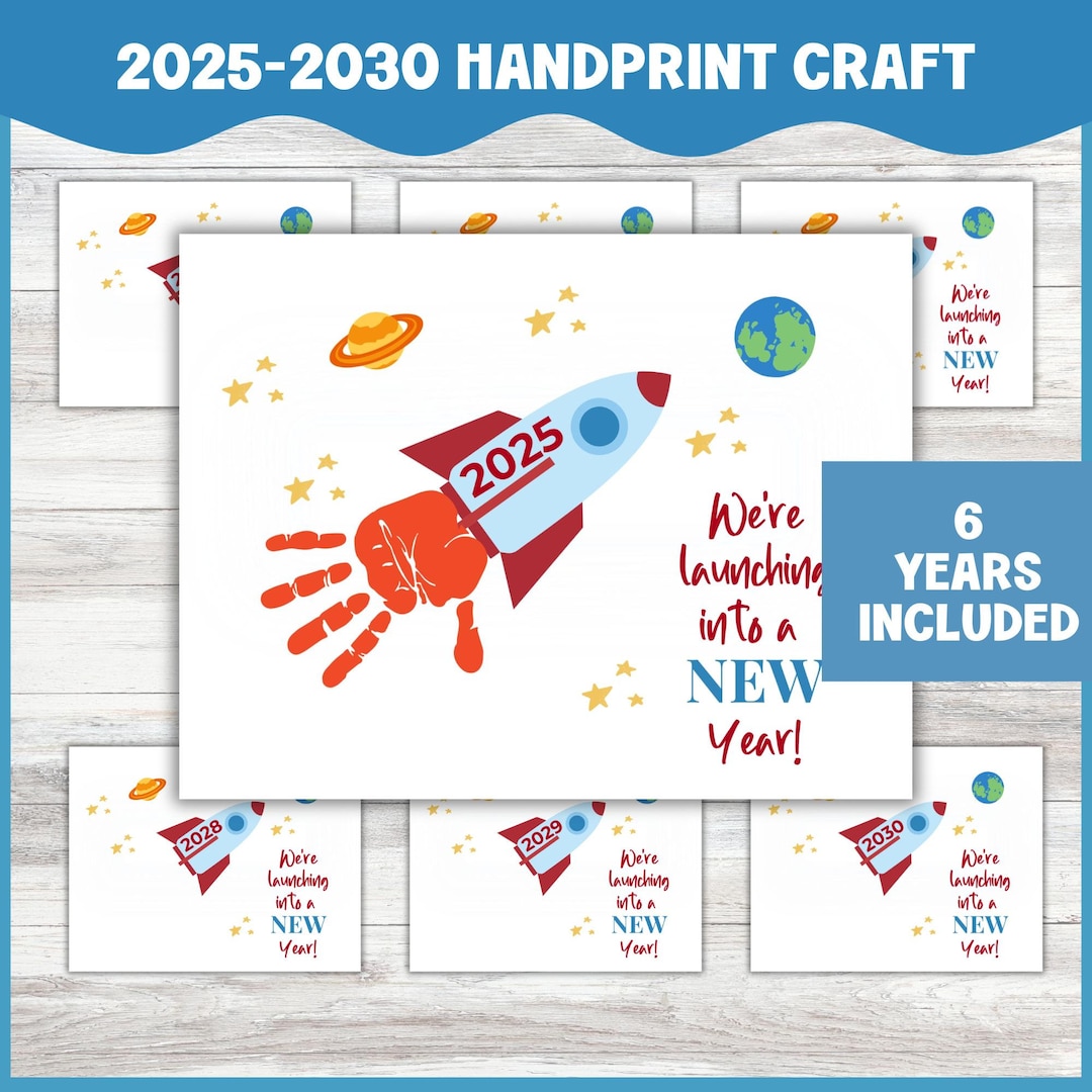 2025 New Years Handprint Craft, Handprint Craft 2025-2030, New Year ...