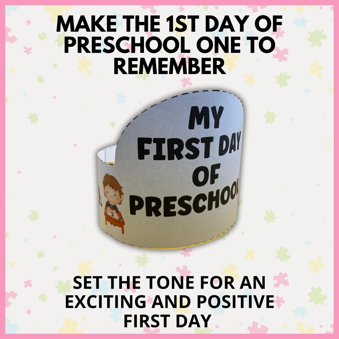 First Day of Preschool Crown Craft Activity Printable, English and ...