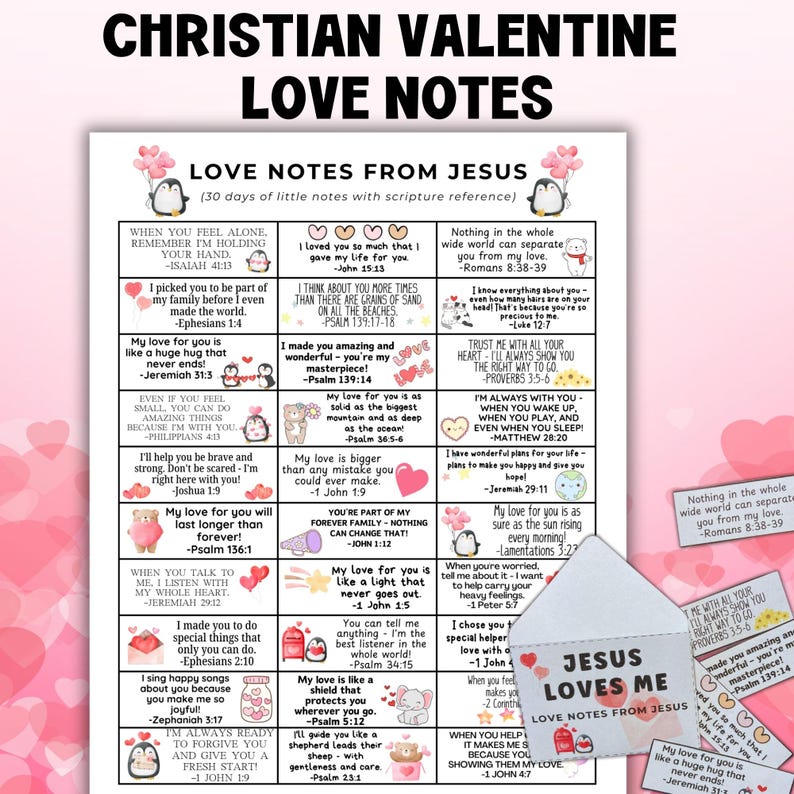 Christian Valentine Bible Love Notes From Jesus for Kids, Printable ...