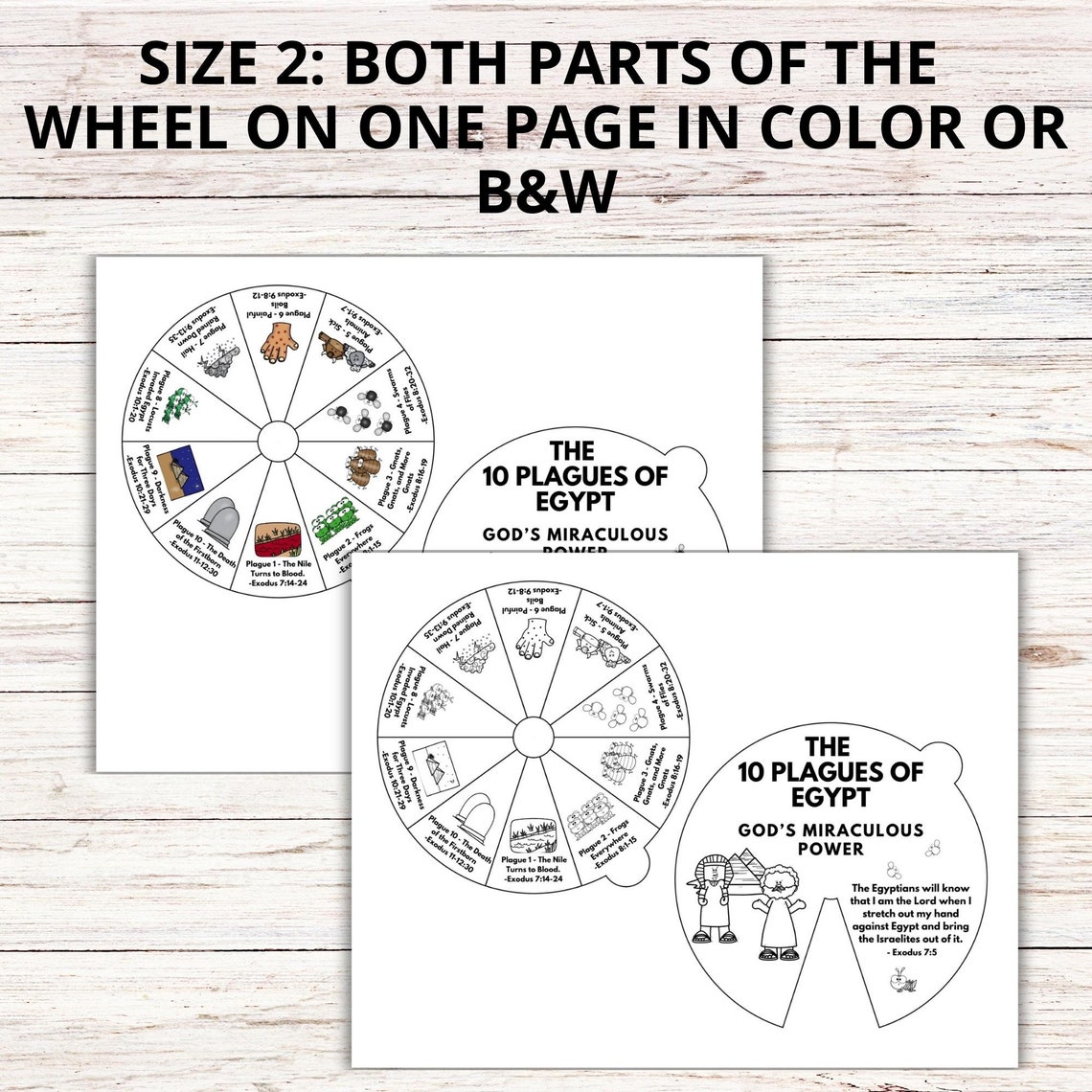 Ten Plagues of Egypt Bible Wheel Coloring Craft, Sunday School Lesson ...