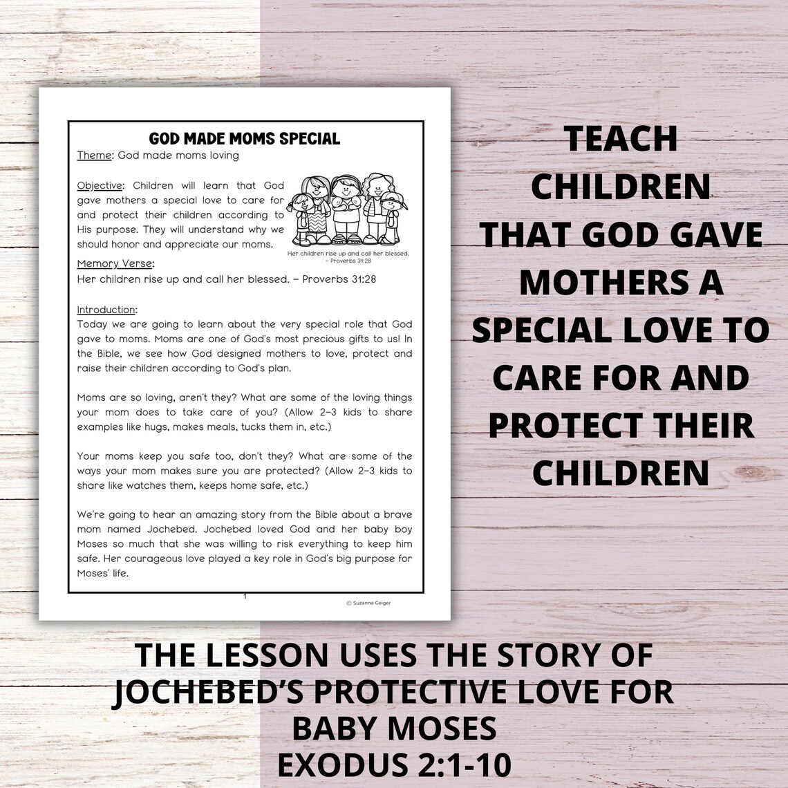Mothers Day Bible Lesson and Craft Bundle, Sunday School Mothers Day ...