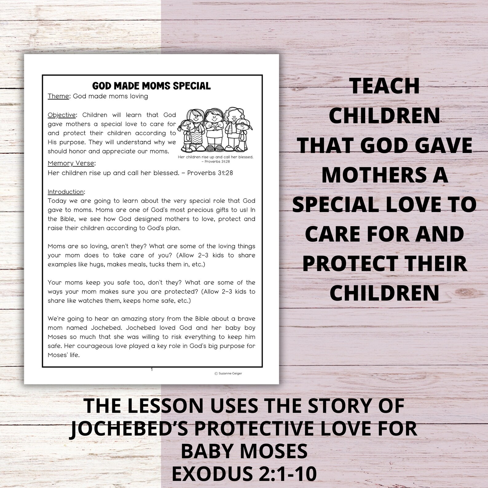 Mothers Day Bible Lesson and Craft Bundle, Sunday School Mothers Day ...