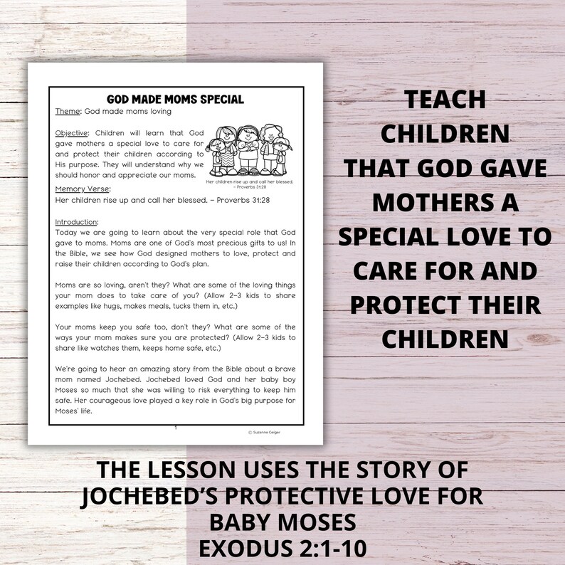 Mothers Day Bible Lesson and Craft Bundle, Sunday School Mothers Day ...