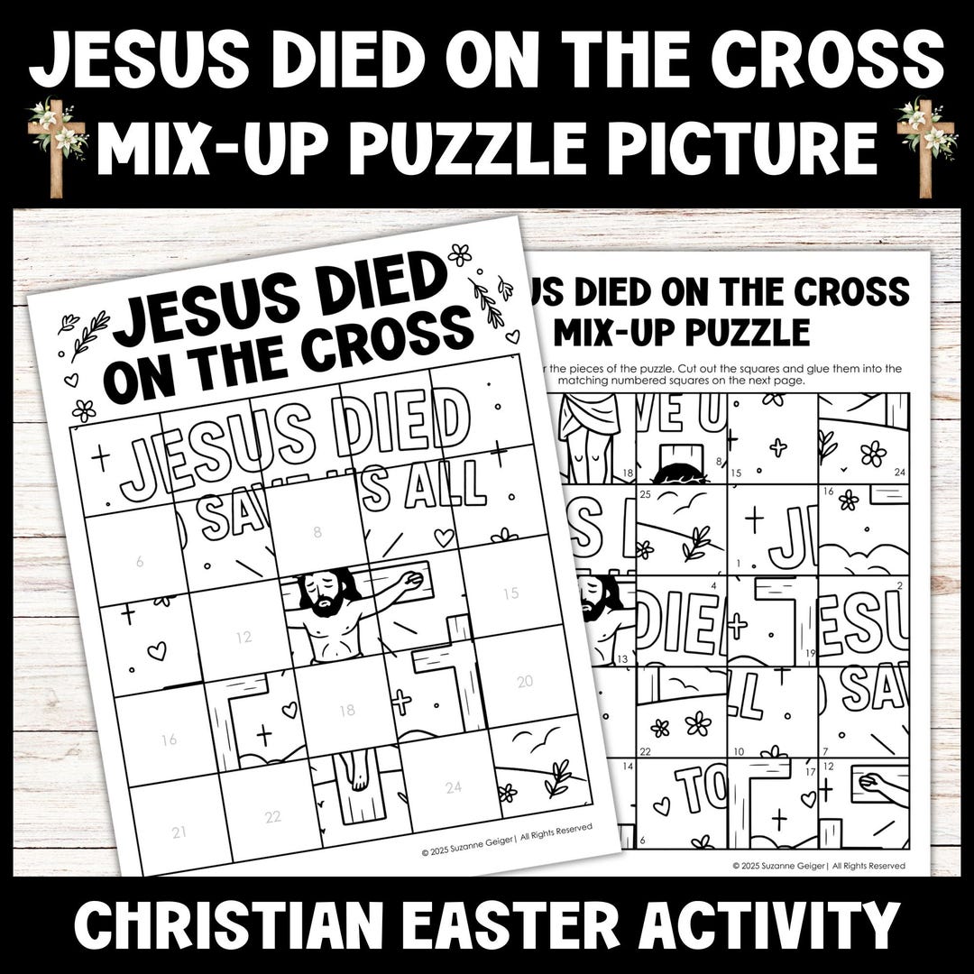 Jesus Died on the Cross Coloring Bible Craft, Good Friday Bible Mixed ...
