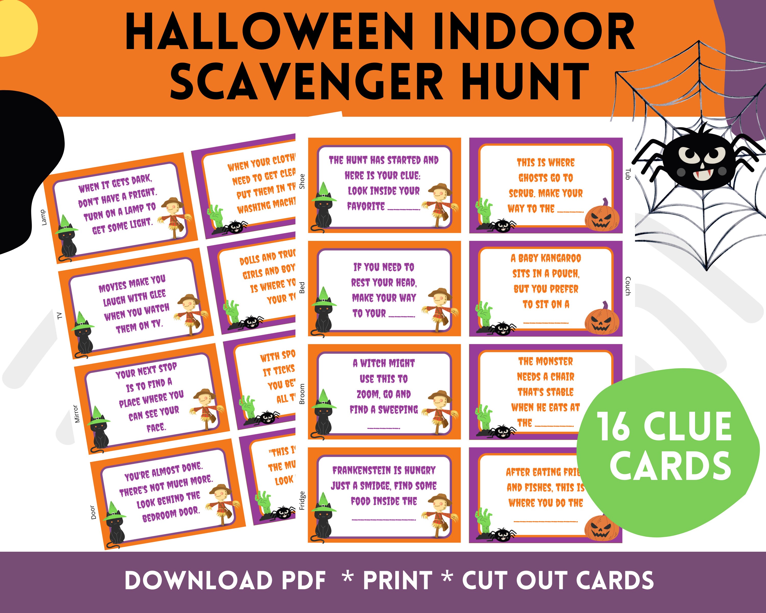 Halloween Indoor Scavenger Hunt for Kids, Printable 8.5 X 11 PDF, Easy ...