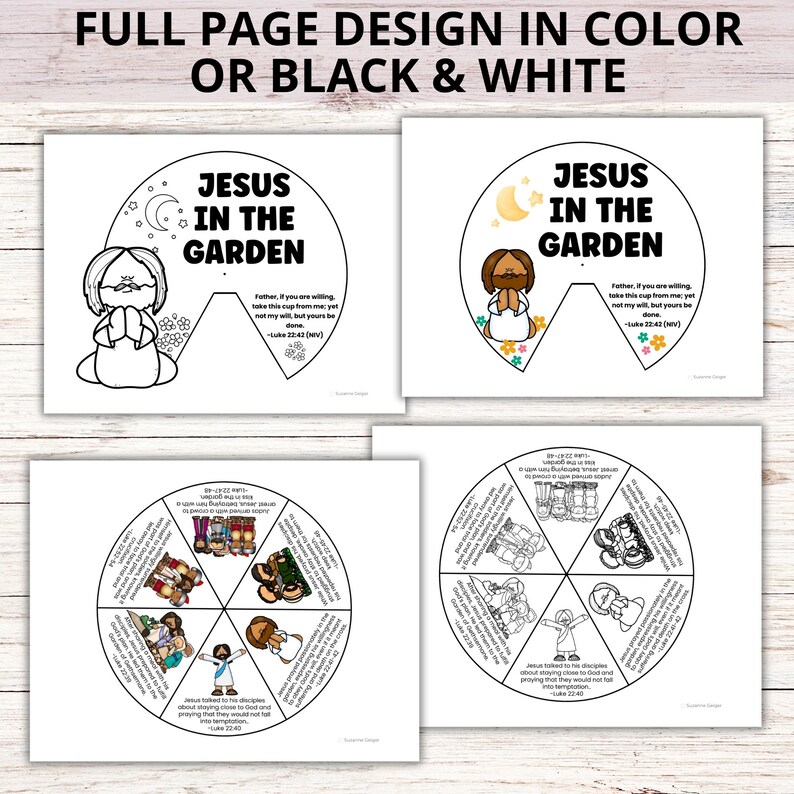 Jesus in the Garden Easter Holy Week Bible Coloring Wheel Craft for ...