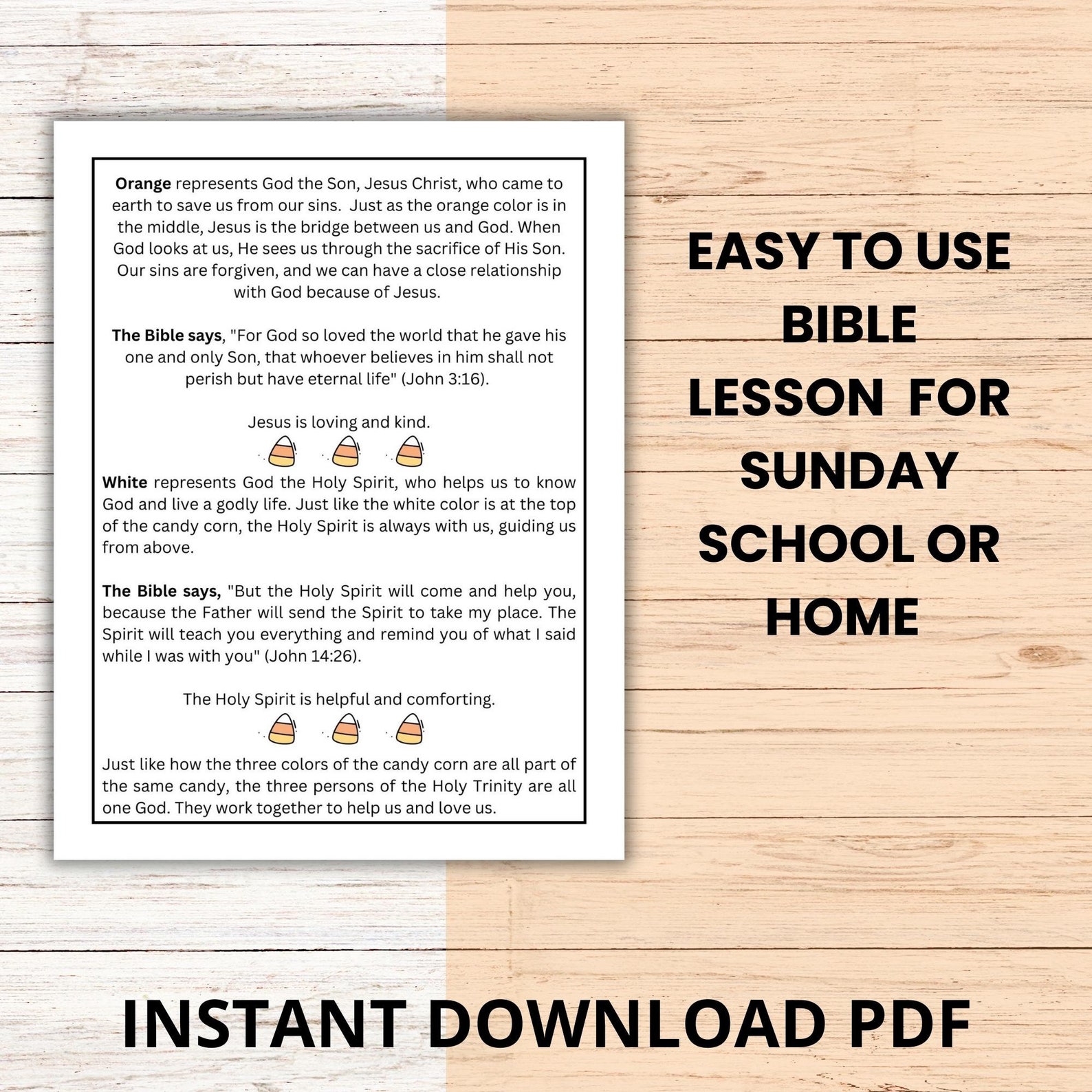 Holy Trinity Bible Lesson for Kids, Candy Corn Printable Sunday School ...