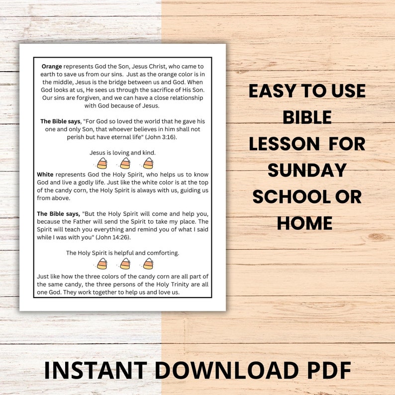 Holy Trinity Bible Lesson for Kids, Candy Corn Printable Sunday School ...