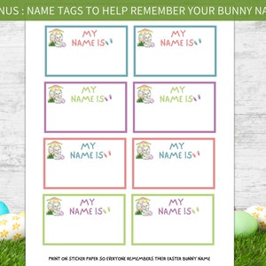 What's Your Bunny Name, Easter Bunny Name Game for Kids and Adults ...