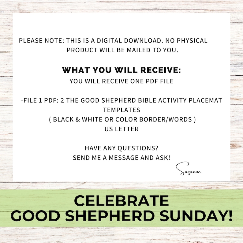 Good Shepherd Bible Activity Coloring Placemat, Sunday School Activity ...