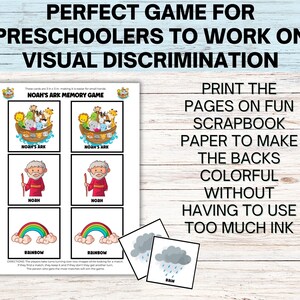 Noah's Ark Bible Memory Match Cards for Kids, Memory Game for Toddlers ...