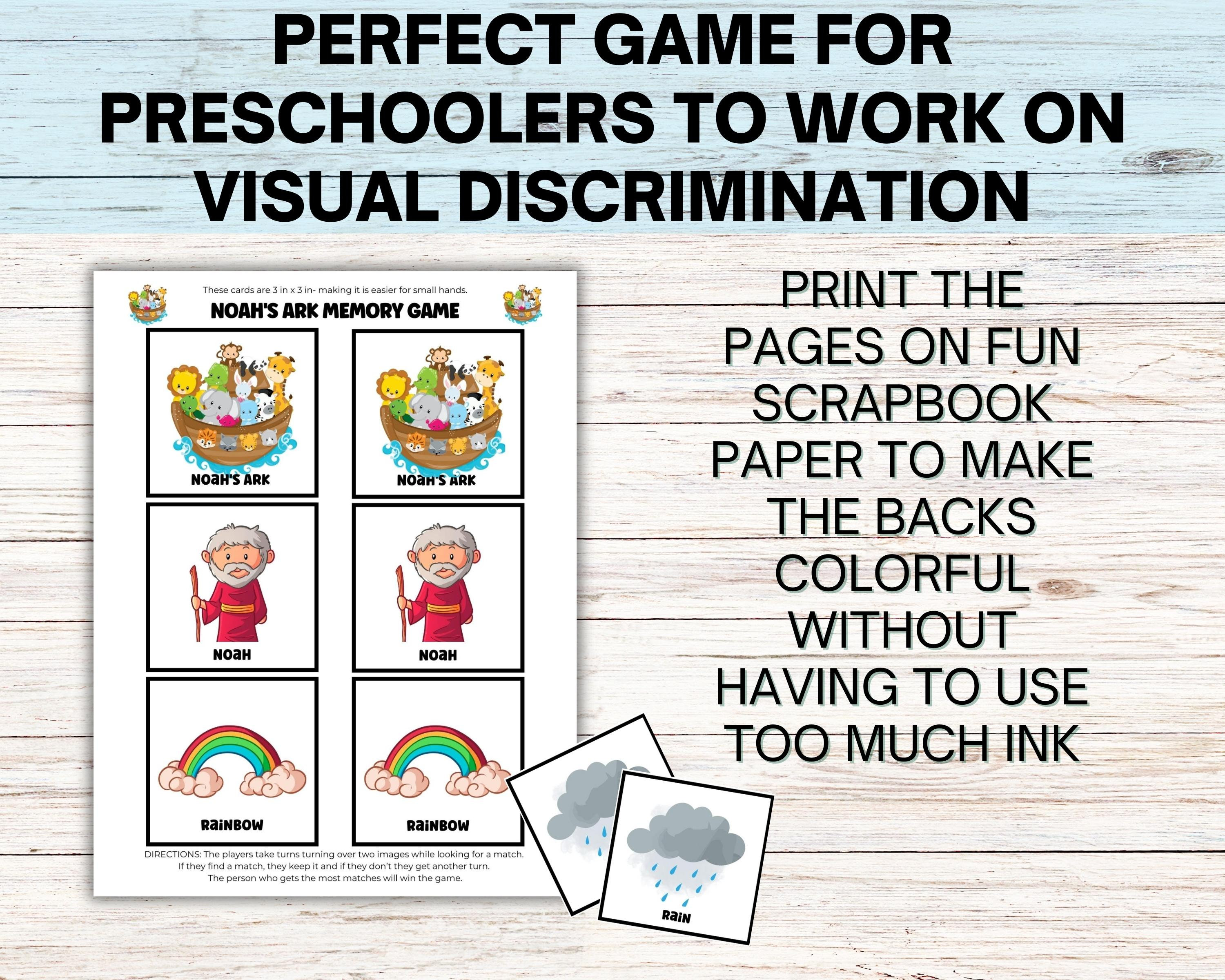 Noah's Ark Bible Memory Match Cards for Kids, Memory Game for Toddlers ...