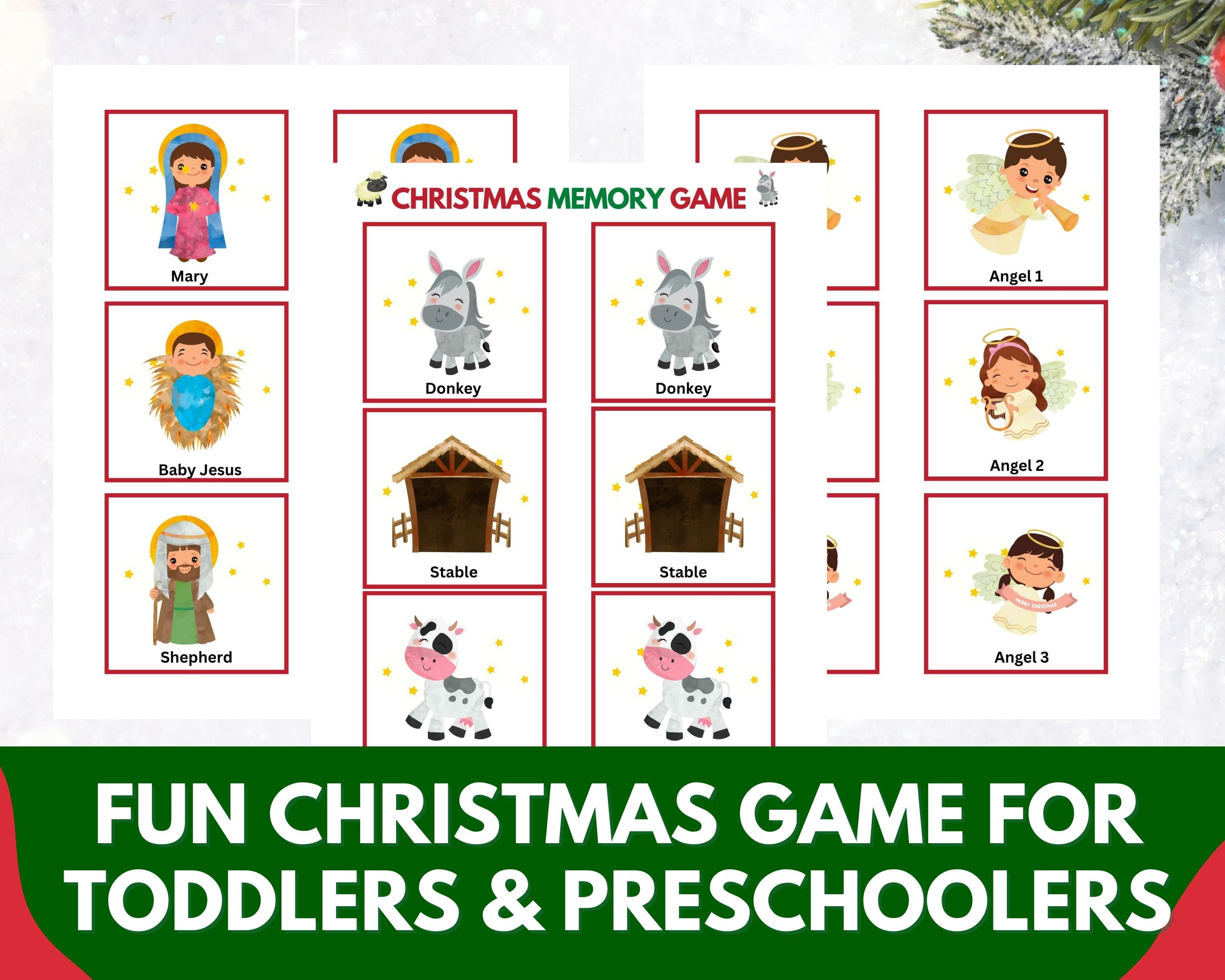 Christmas Nativity Memory Game for Toddlers & Preschoolers, Printable ...