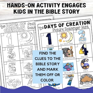 Days of Creation Bible Story Lesson Scavenger Hunt Activity Prek ...