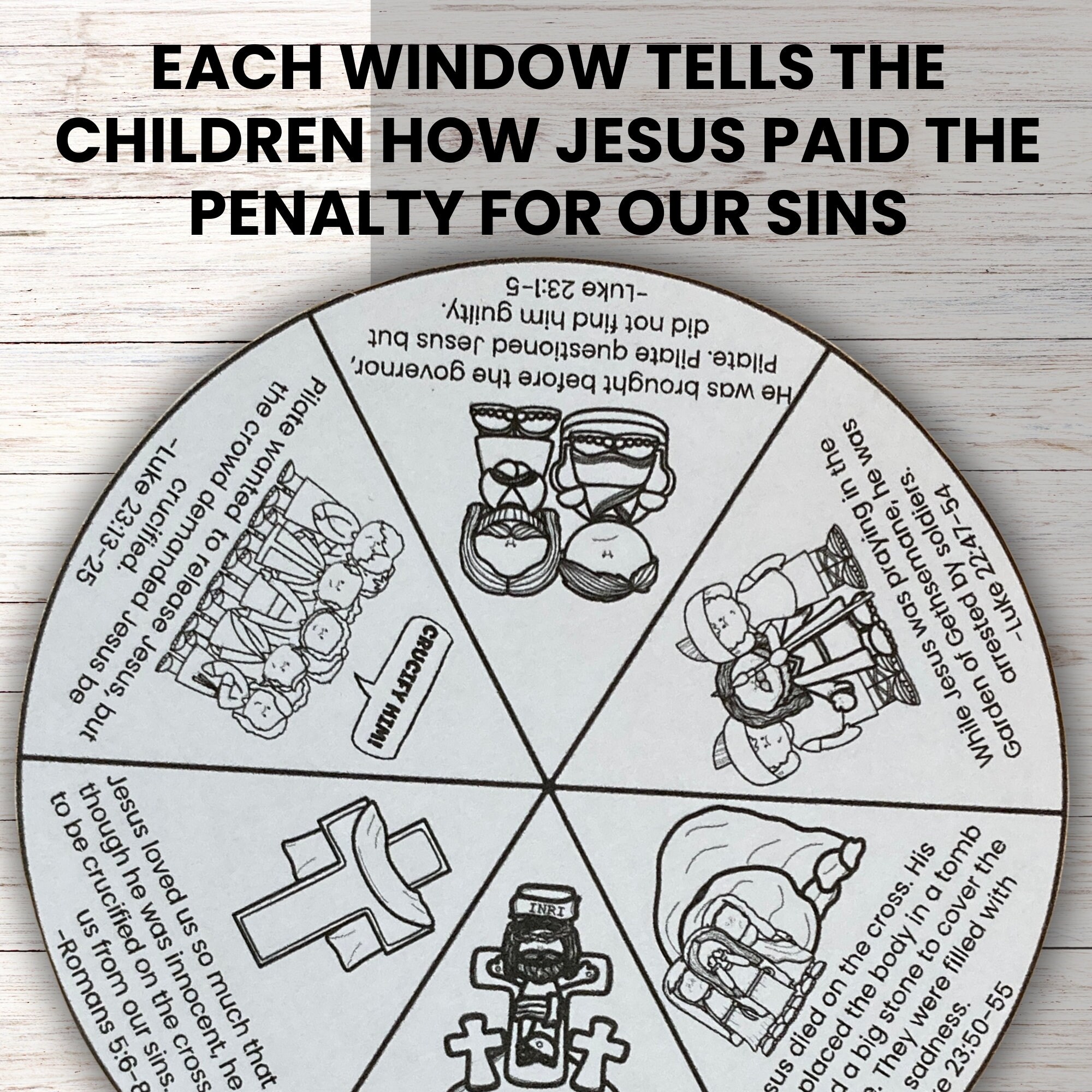Jesus Died on the Cross Good Friday Bible Coloring Wheel Craft for Kids ...
