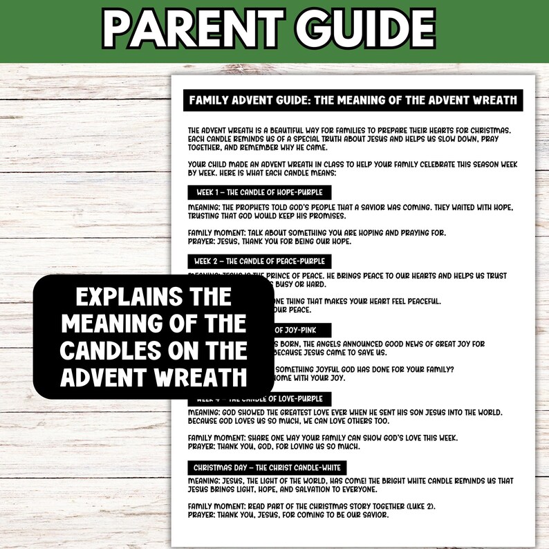 Advent Wreath Craft Printable for Kids, Christian Christmas Bible ...