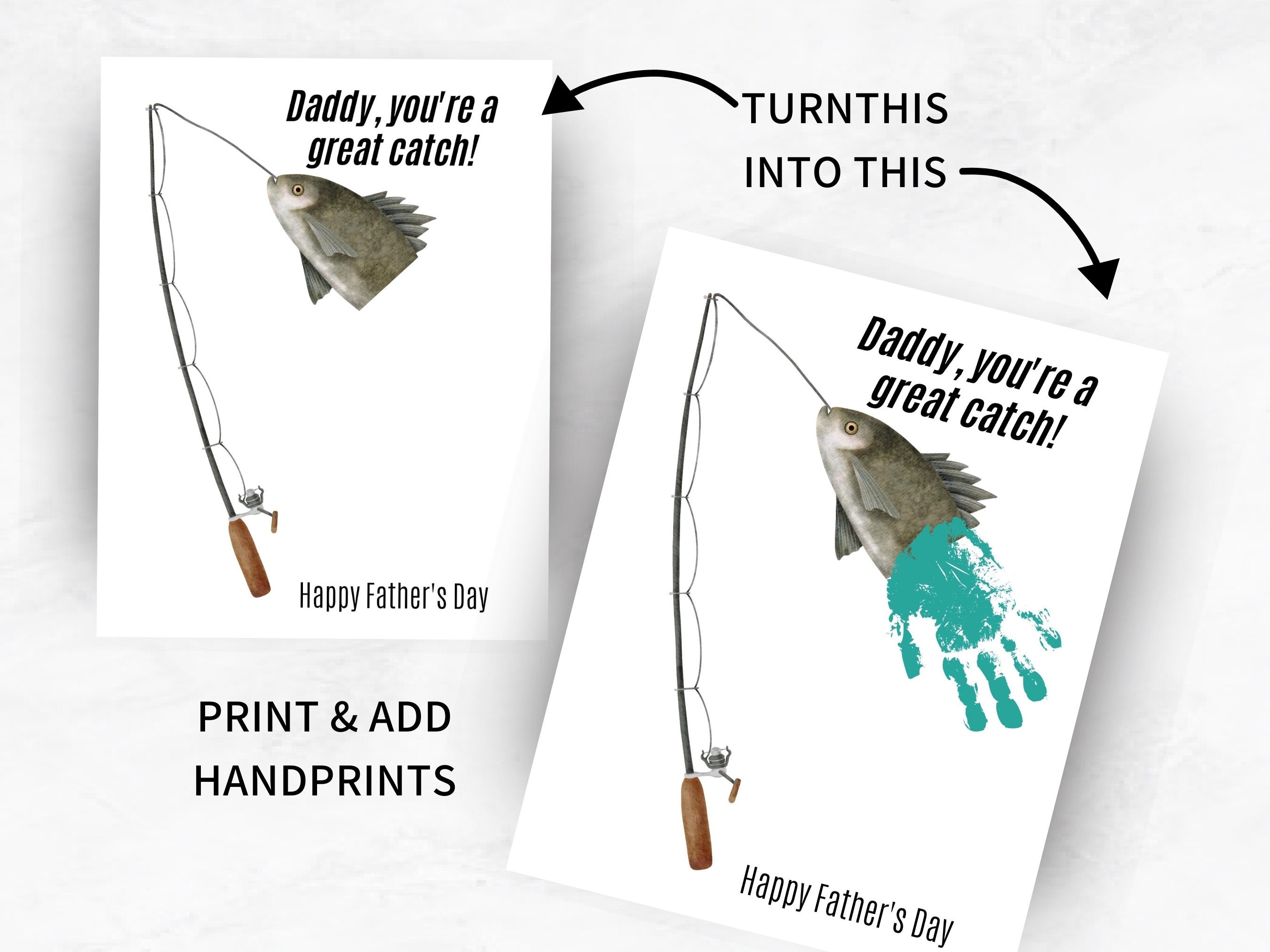 Fathers Day Printable Handprint Art Craft Gift for Dad, DIY Keepsake ...