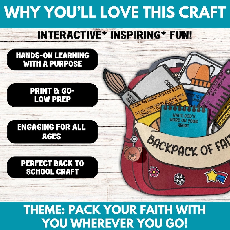Back to School Backpack of Faith Bible Lesson Craft and Devotion ...