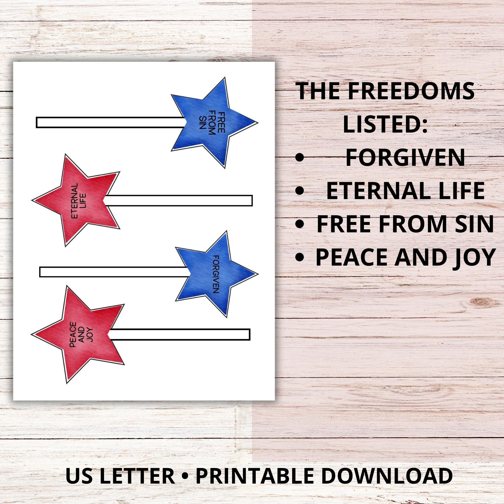 July 4th Sunday School Bible Craft Printable, Independence Day DIY ...