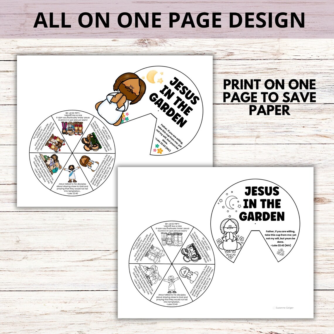 Jesus in the Garden of Gethsemane Bible Coloring Wheel Lesson for Kids ...