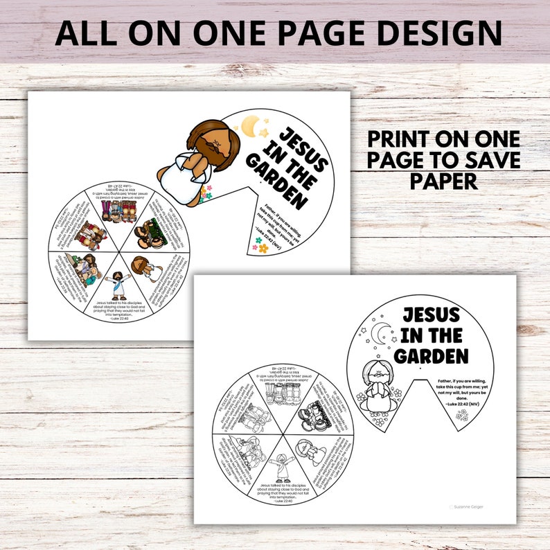 Jesus in the Garden of Gethsemane Bible Coloring Wheel Lesson for Kids ...