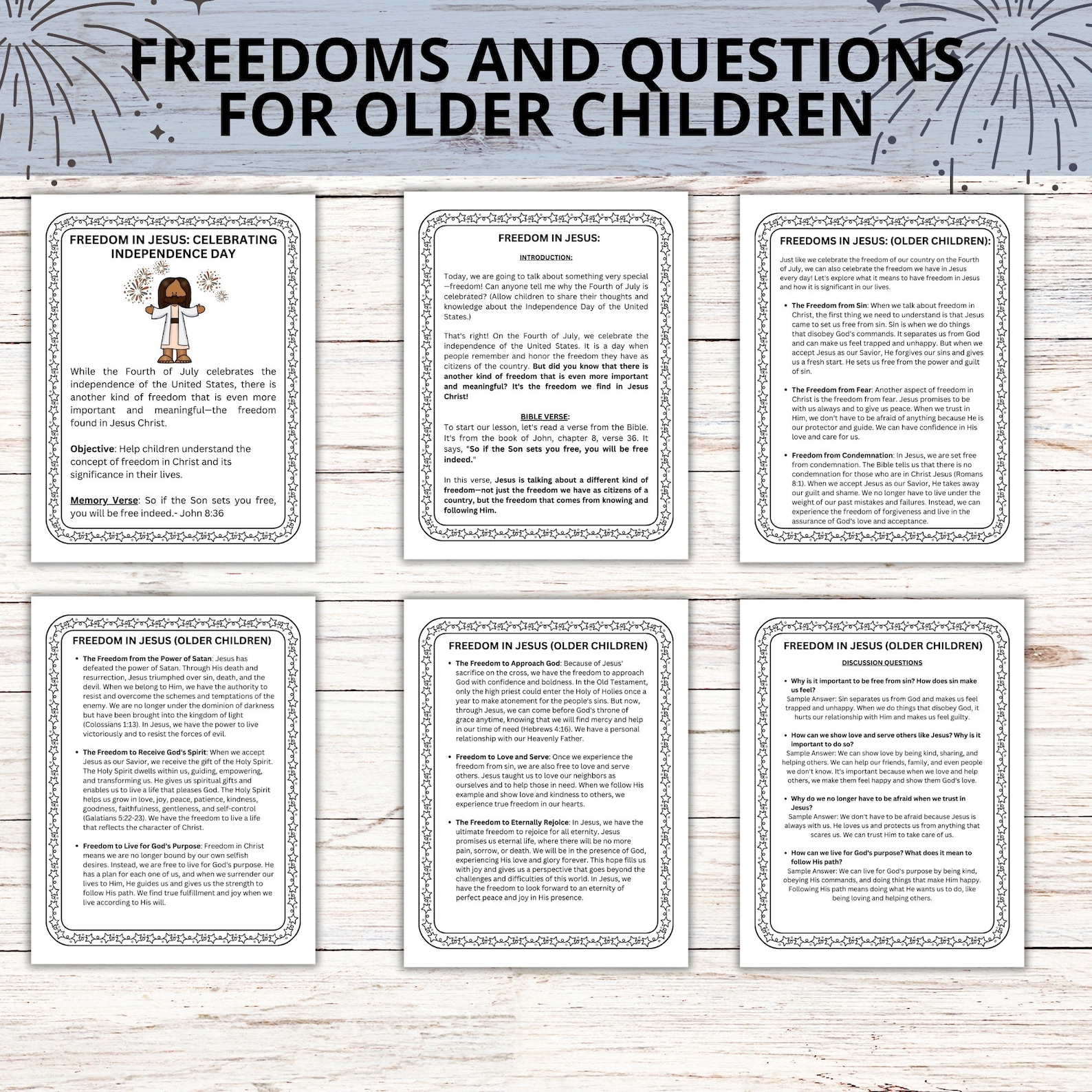 July 4th Sunday School Bible Lesson and Craft Printable, Independence ...