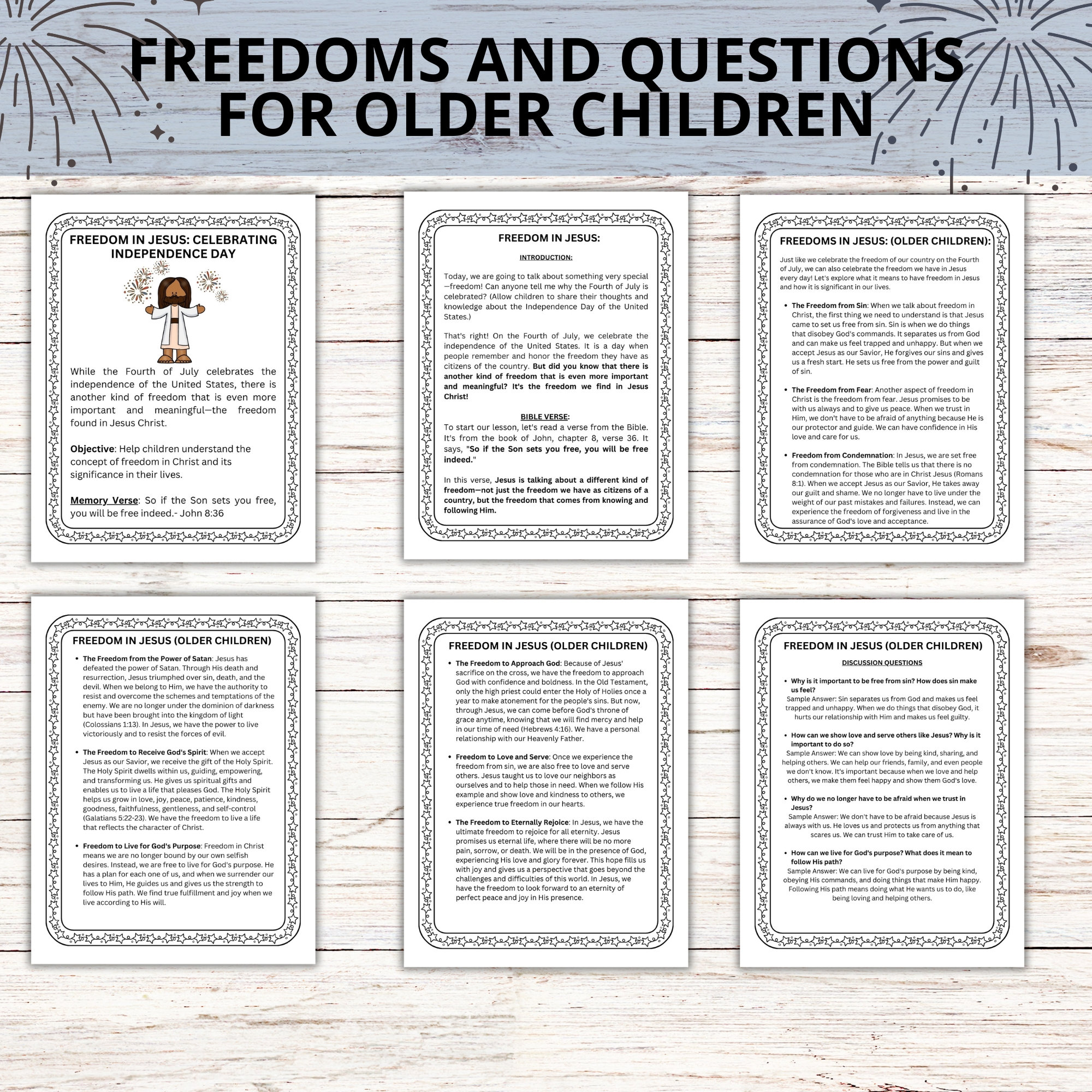 July 4th Sunday School Bible Lesson and Craft Printable, Independence ...