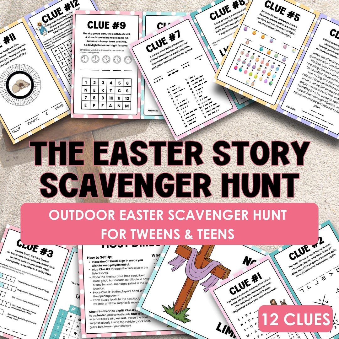 Outdoor Christian Easter Story Scavenger Hunt for Teens and Tweens ...