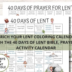 40 Days Lent Countdown Calendar for Kids 2025, 40 Days Lenten Calendar ...