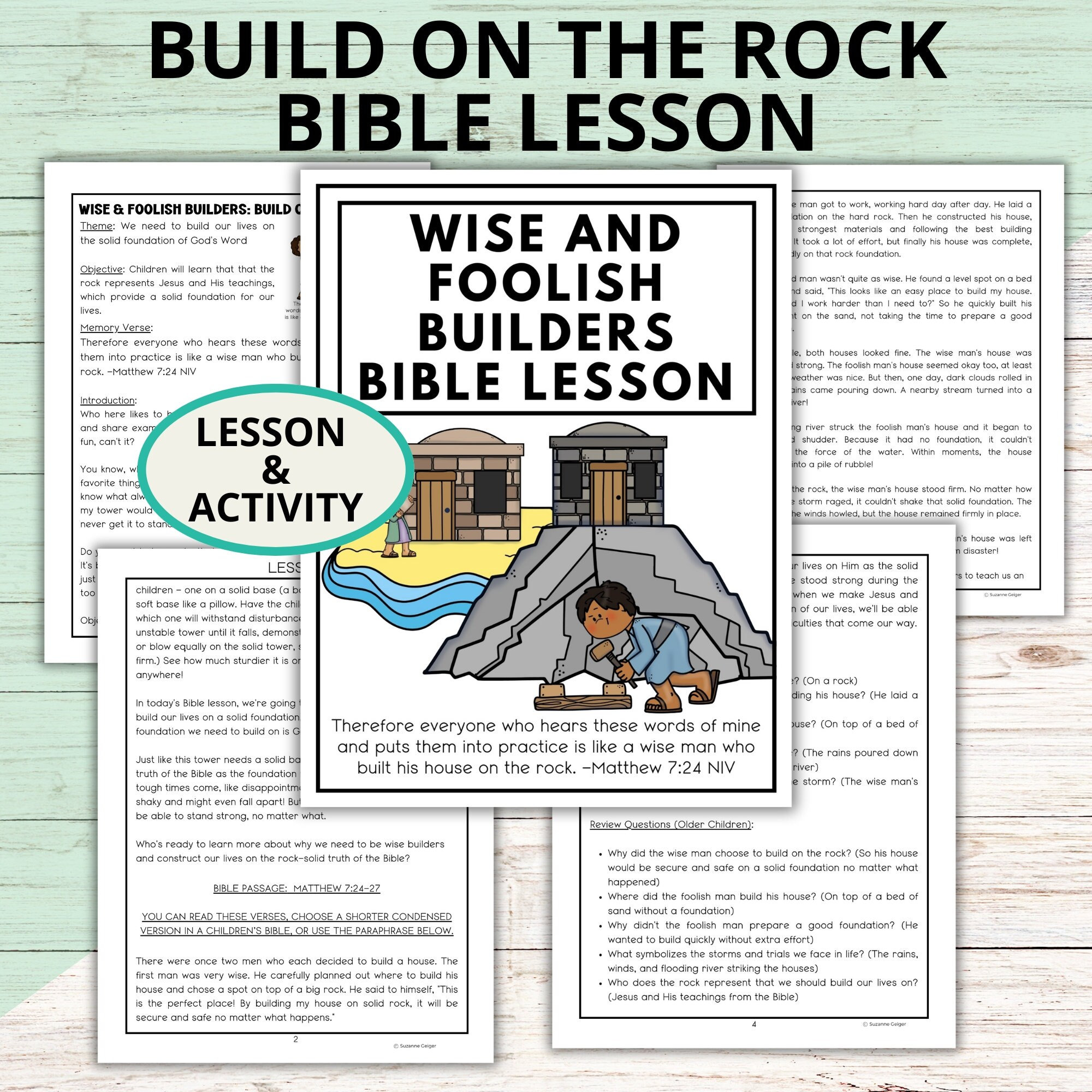 Parable of the Wise and Foolish Builders Sunday School Lesson for Kids ...
