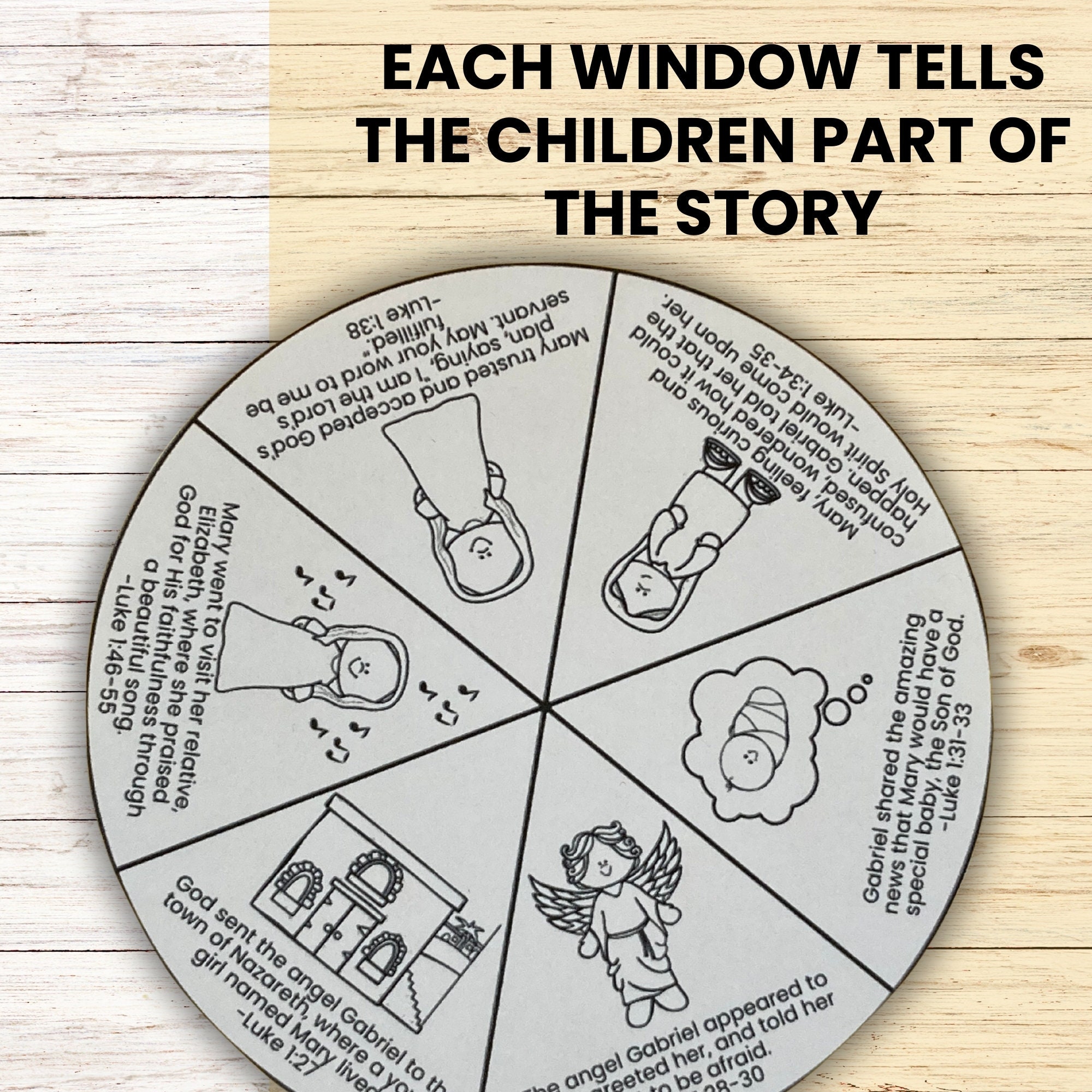 The Angel Visits Mary Coloring Wheel Craft Printable for Kids ...