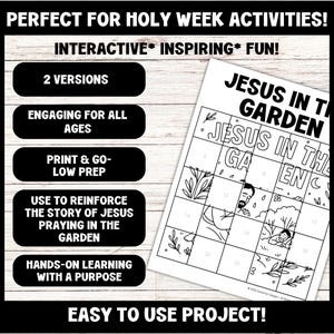 Jesus in the Garden Coloring Bible Craft, Easter Bible Mixed-up Puzzle ...